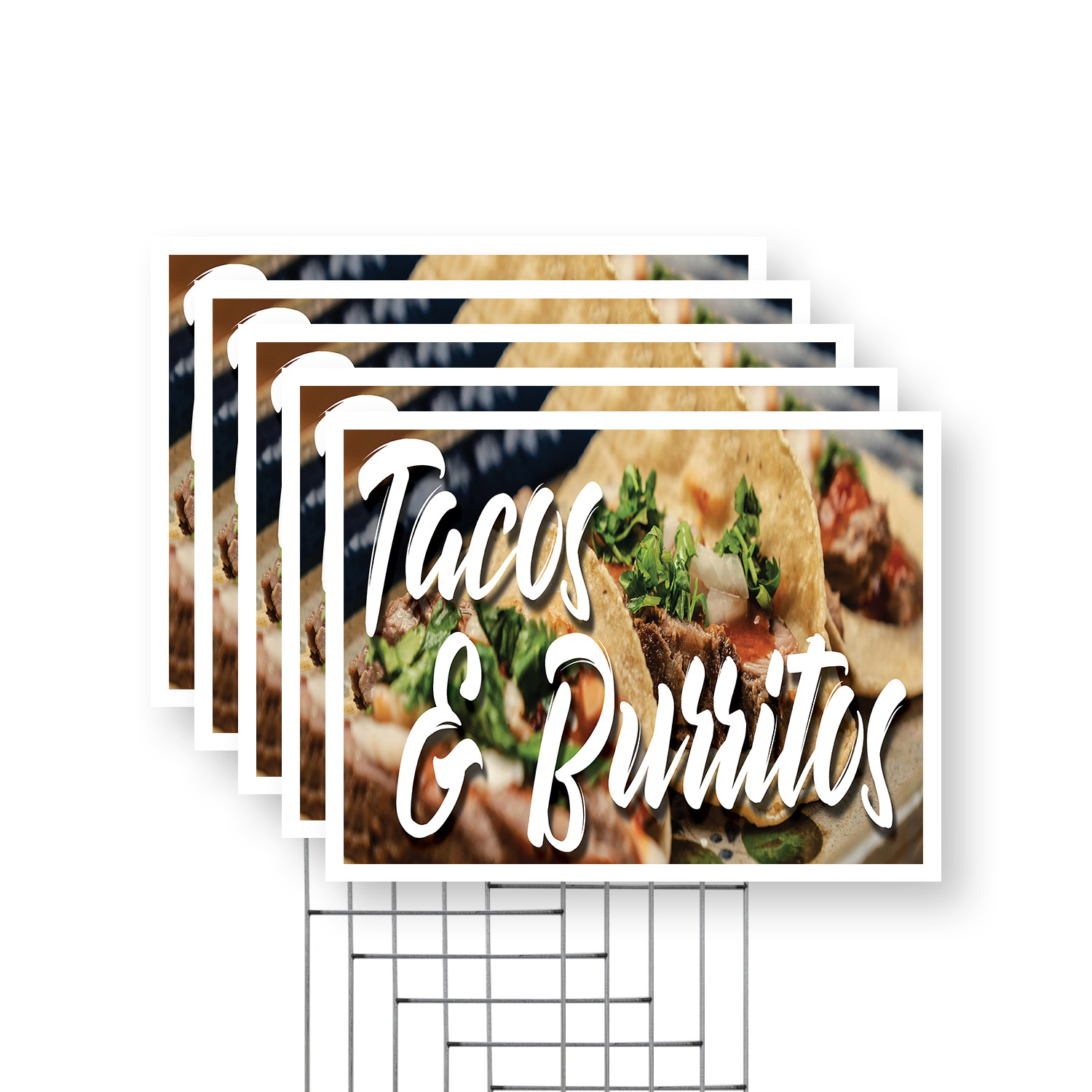 Tacos and Burritos Yard Sign 5 Pack of 12 Inch x 16 Inch Double Sided ...