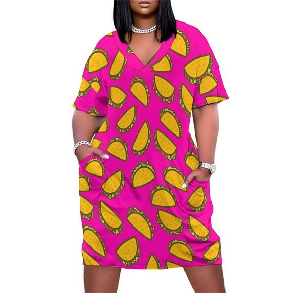Tacos Rosados Loose Pocket Dress Dresses Summer Summer Dresses for ...