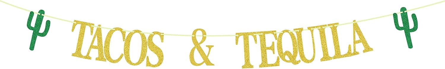 Tacos & Tequila Banner, Gold Taco Banner for Mexician Taco Party/Taco ...