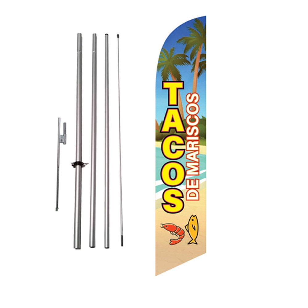 Tacos de Mariscos Advertising Flag Banner Swooper Flag Kit Sign with ...