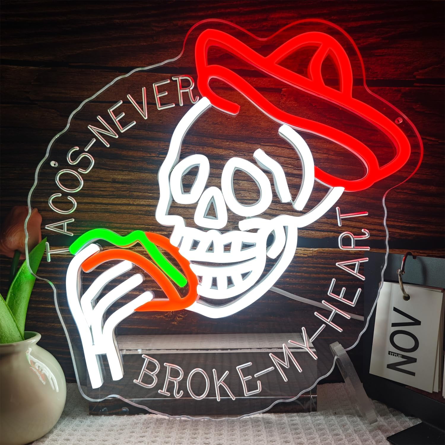 Tacos skull neon sign Taco neon sign illuminate the food sentiment let ...