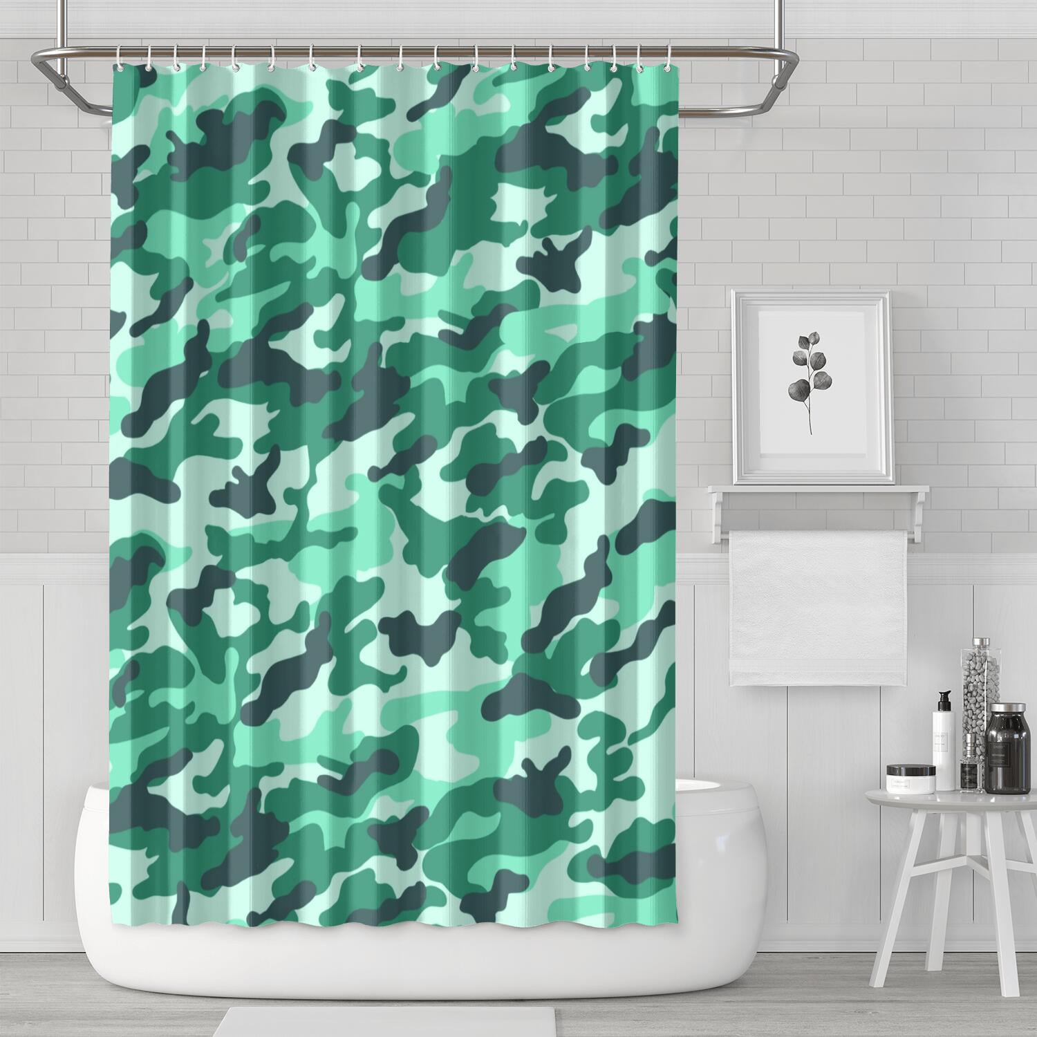 Tactical Army Camo Shower Curtain with Woodland Desert Military ...