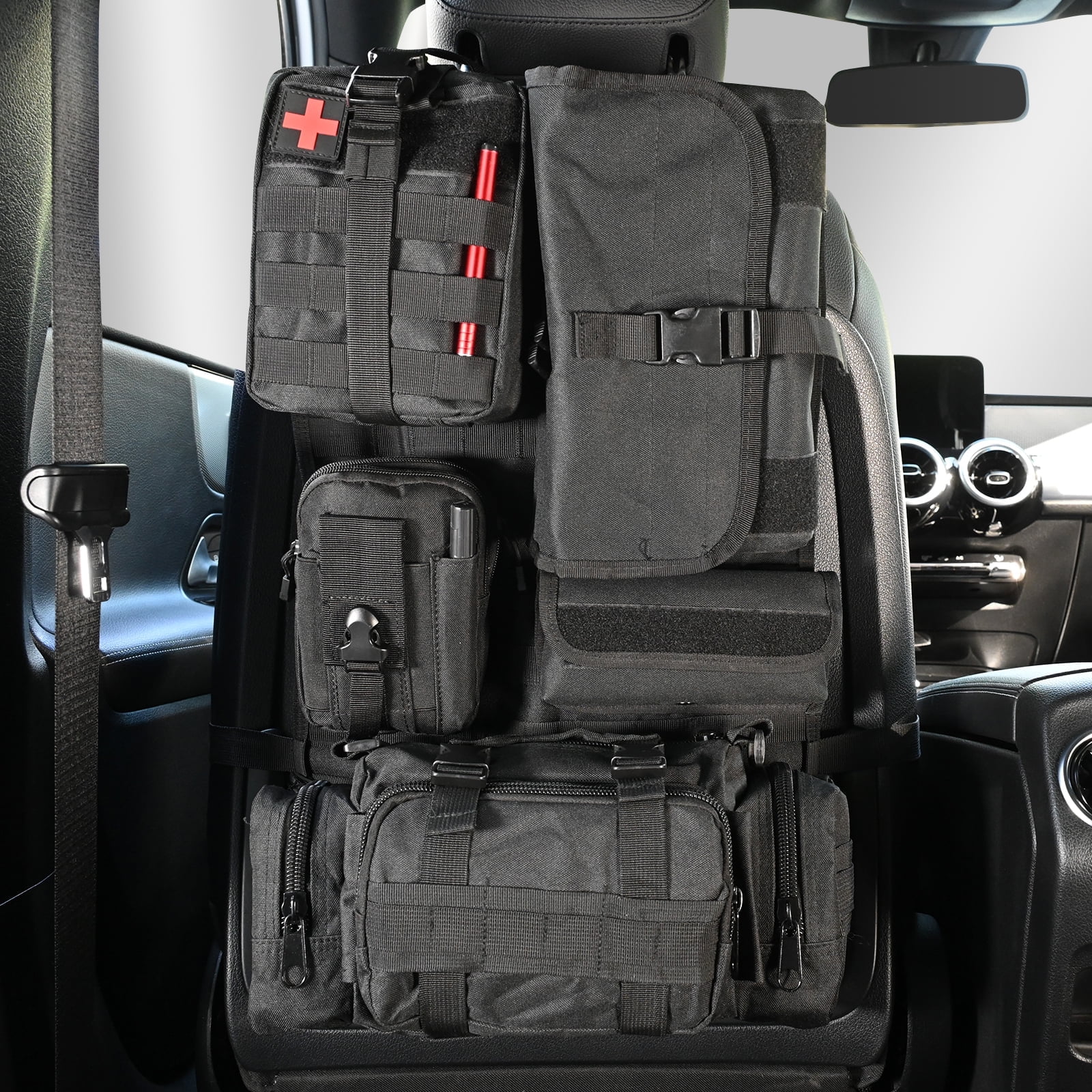 Tactical Car Back Seat Cover Molle Organizer Multi-function Bag Pockets ...
