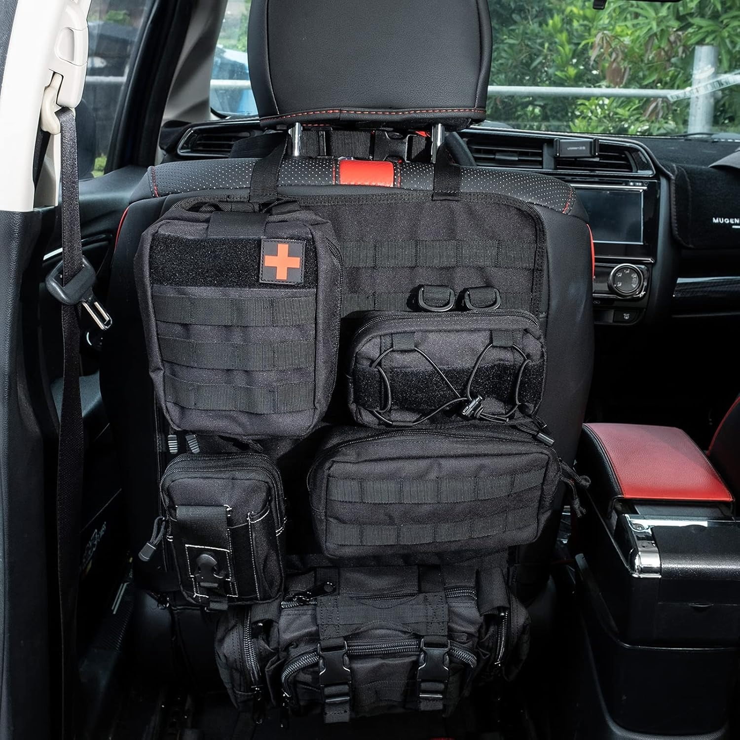 Tactical Car Seat Back Organizer with 5 Detachable Molle Pouch-1 ...