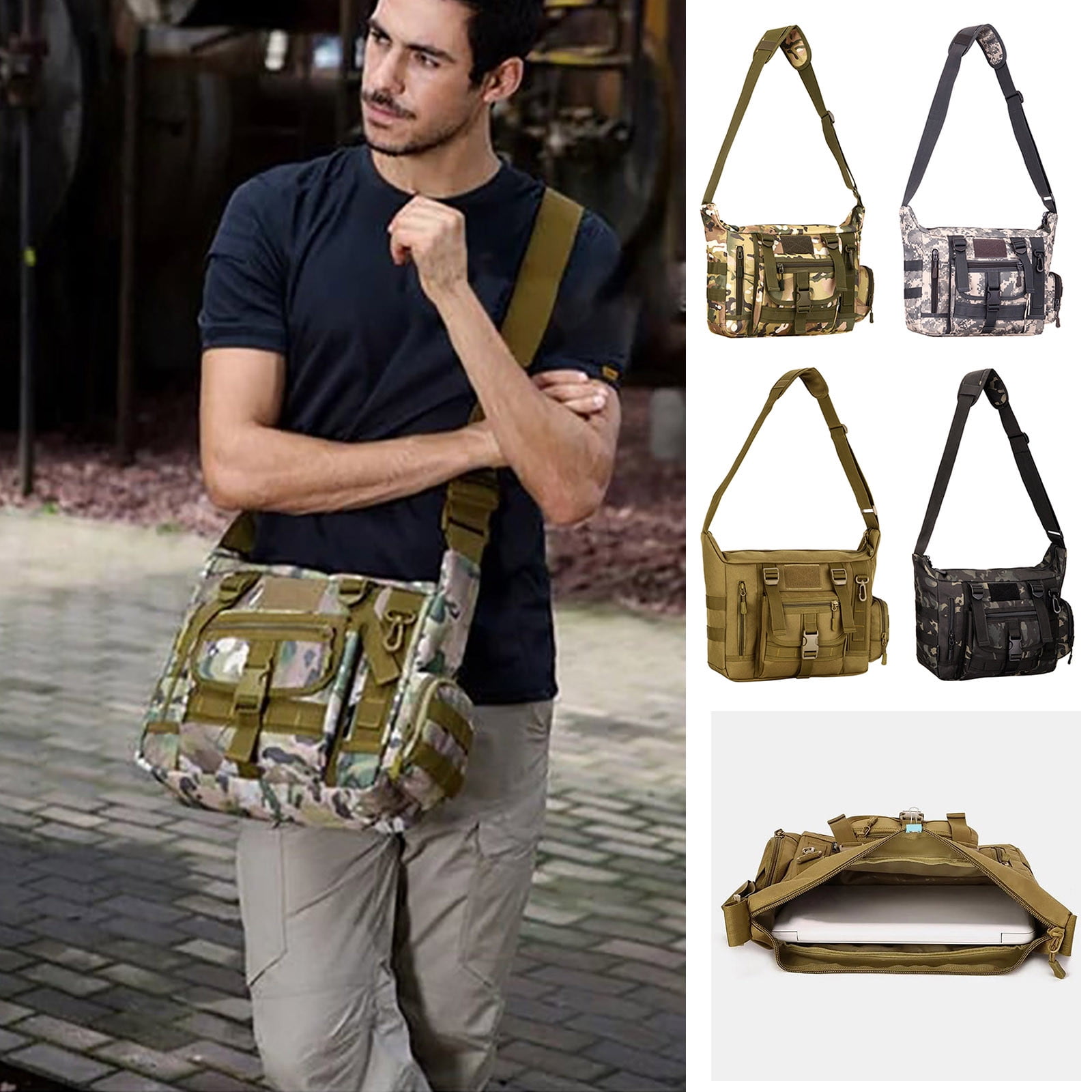 Tactical Crossbody Bag, Military Style Nylon Messenger Bag with ...