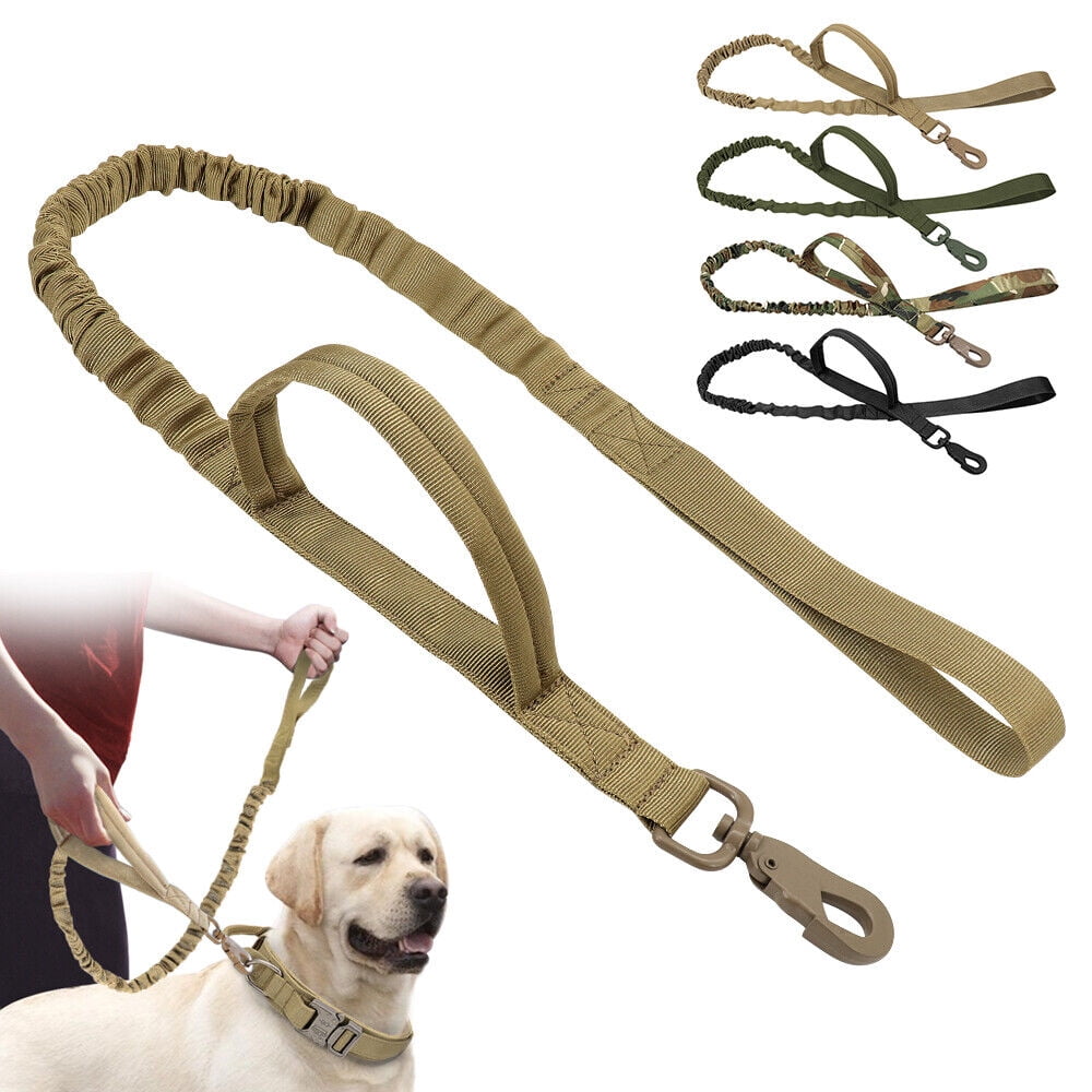 Tactical Dog Leash, Dual Handle Absorbing Bungee Lead. Pet Leash with ...