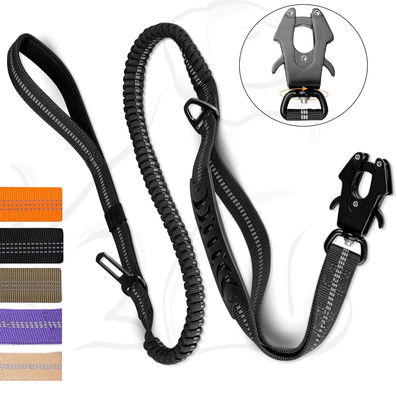 Tactical Dog Leash Heavy Duty, 4-6FT Shock Absorbing Bungee Lead with 2 ...