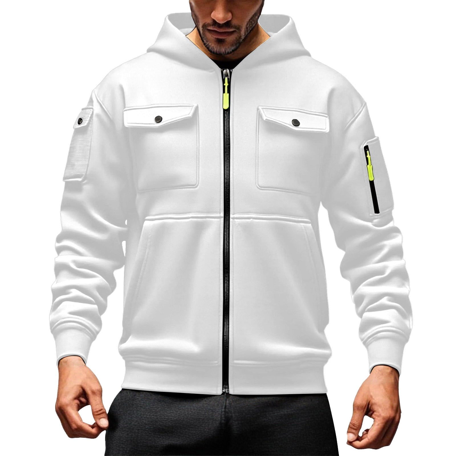 Tactical Hoodies for Men Zip Up Long Sleeve Sweatshirt with Multi ...