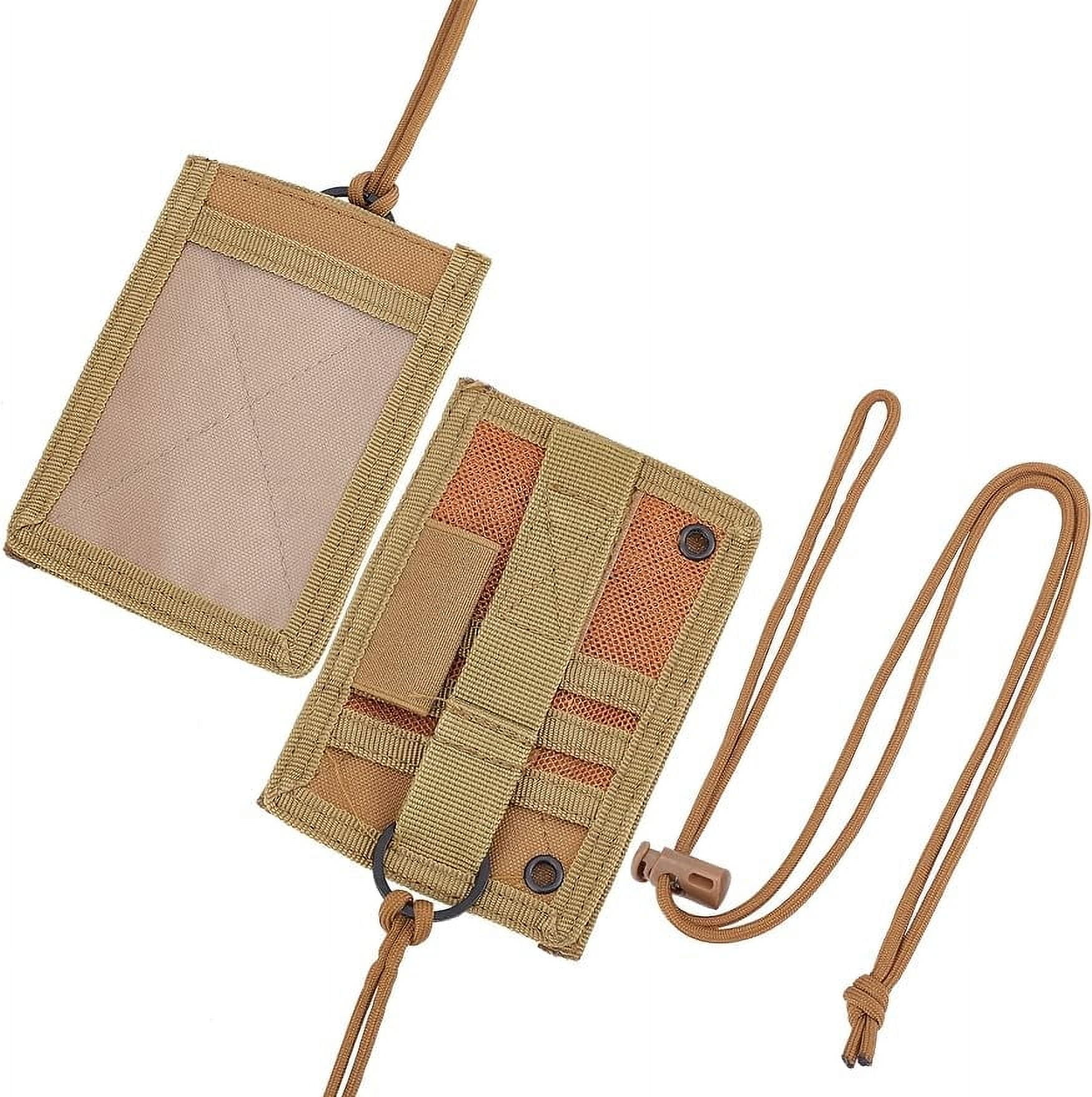 Tactical ID Card Holder Khaki Oxford Badge Holder Lanyard Badge Holder ...