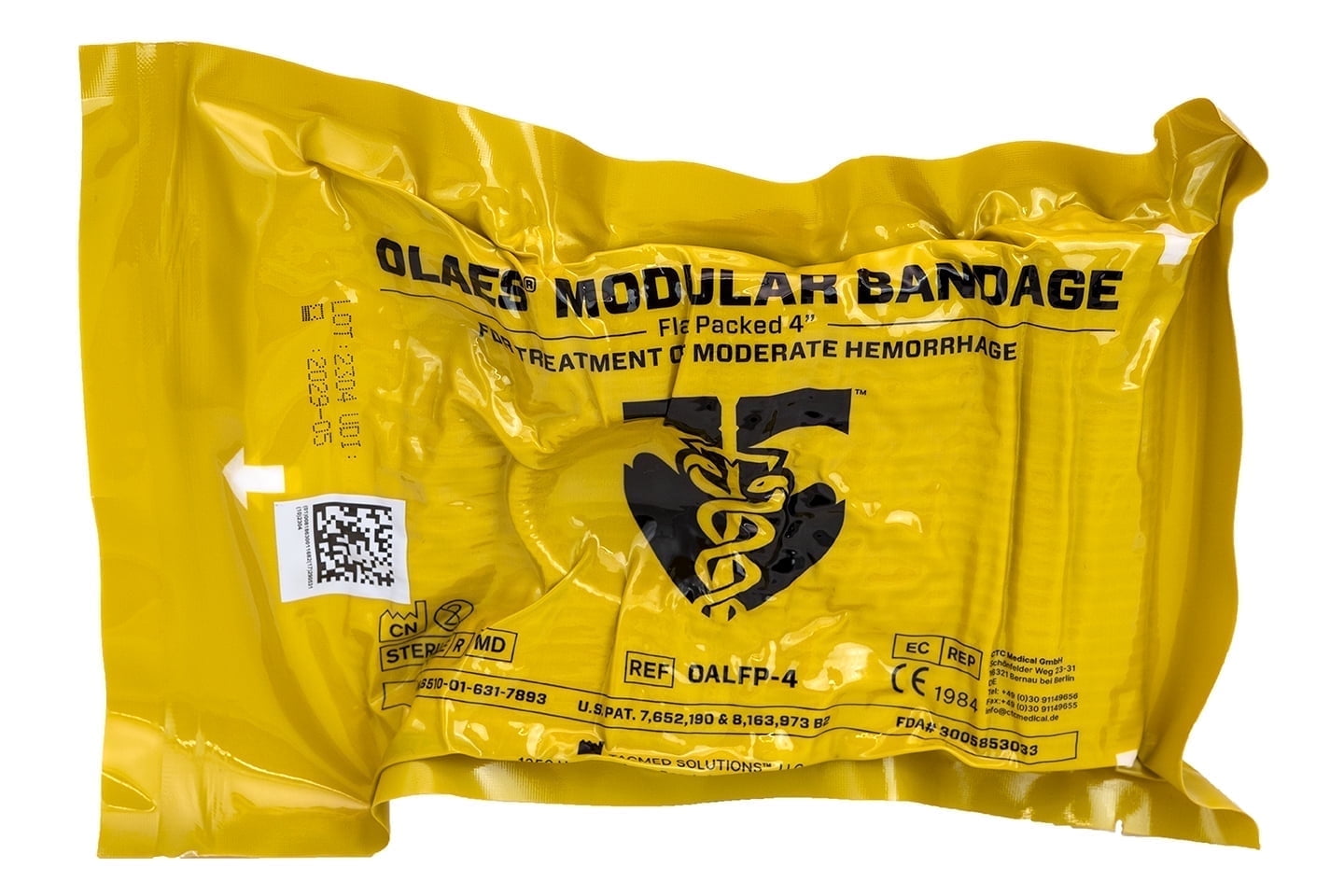 OLAES 4” Flat Modular Trauma Bandage with Pressure Cup, 4" W x 7" L x 2 ...