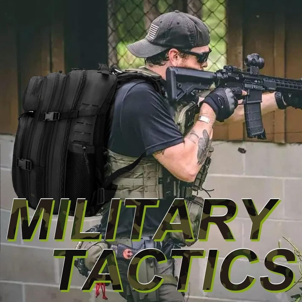 Tactical Military Backpack 45L Large Waterproof Rucksack Hiking Laptop ...