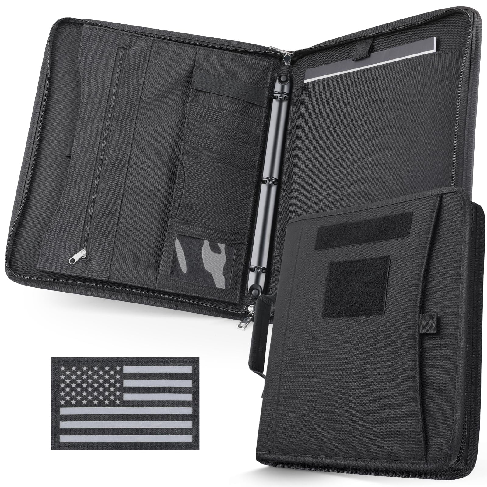 Tactical Notebook Portfolio Padfolio Ring Binder with Zipper, Army ...
