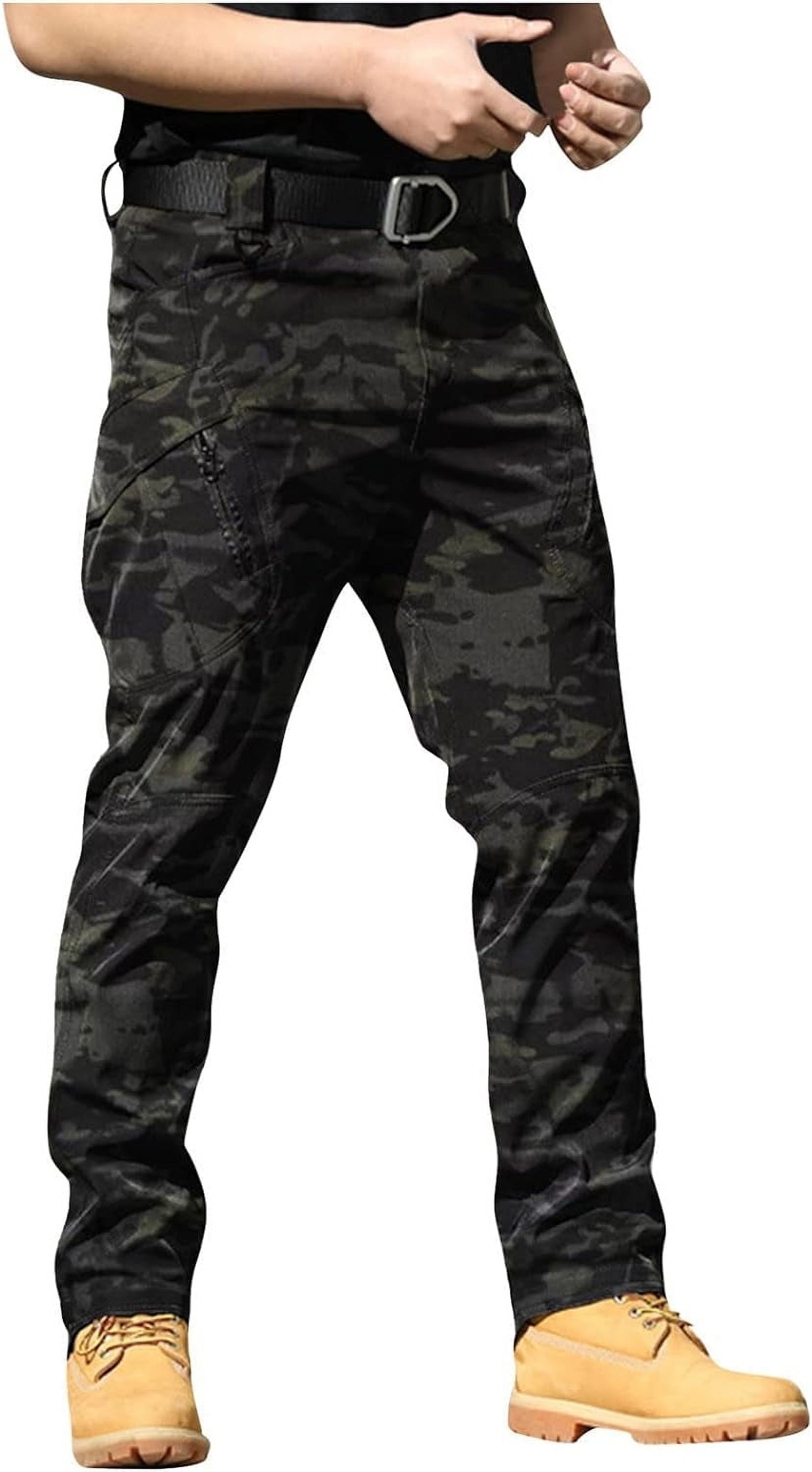 Tactical Pants for Men Relaxed Fit Stretchy Work Pants Baggy Cargo Camo Pants Flex Carpenter ...