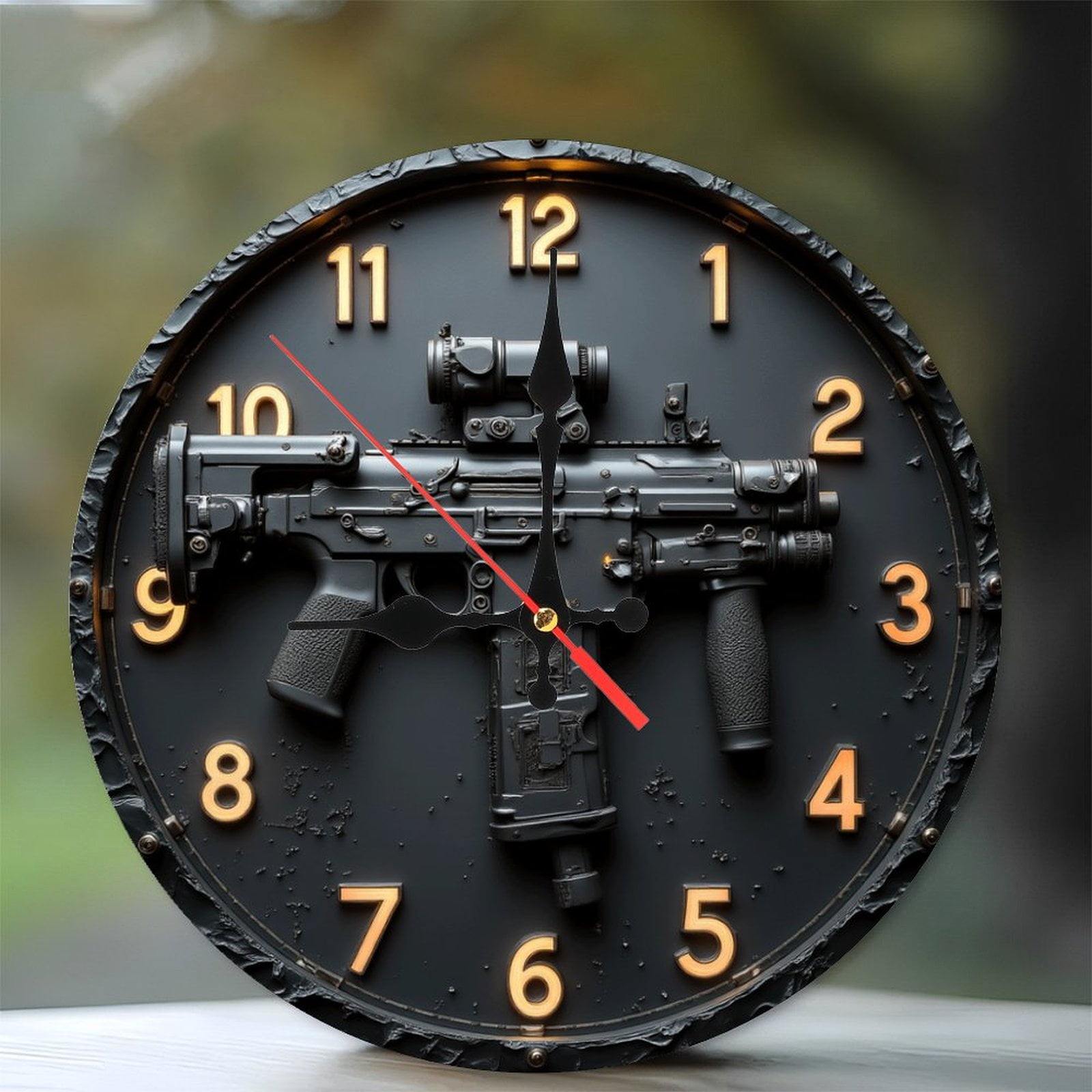 Tactical Submachine Firearm Clock Wall Art Home Decor 10-Inch Silent ...