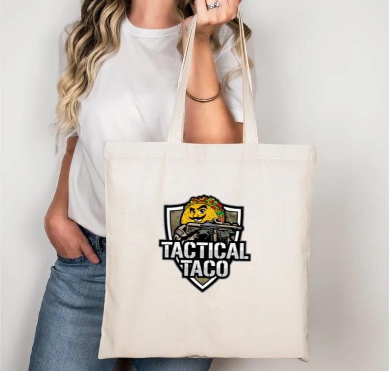 Tactical Taco Funny Parody Combat Military Style Meme Tote Bags ...