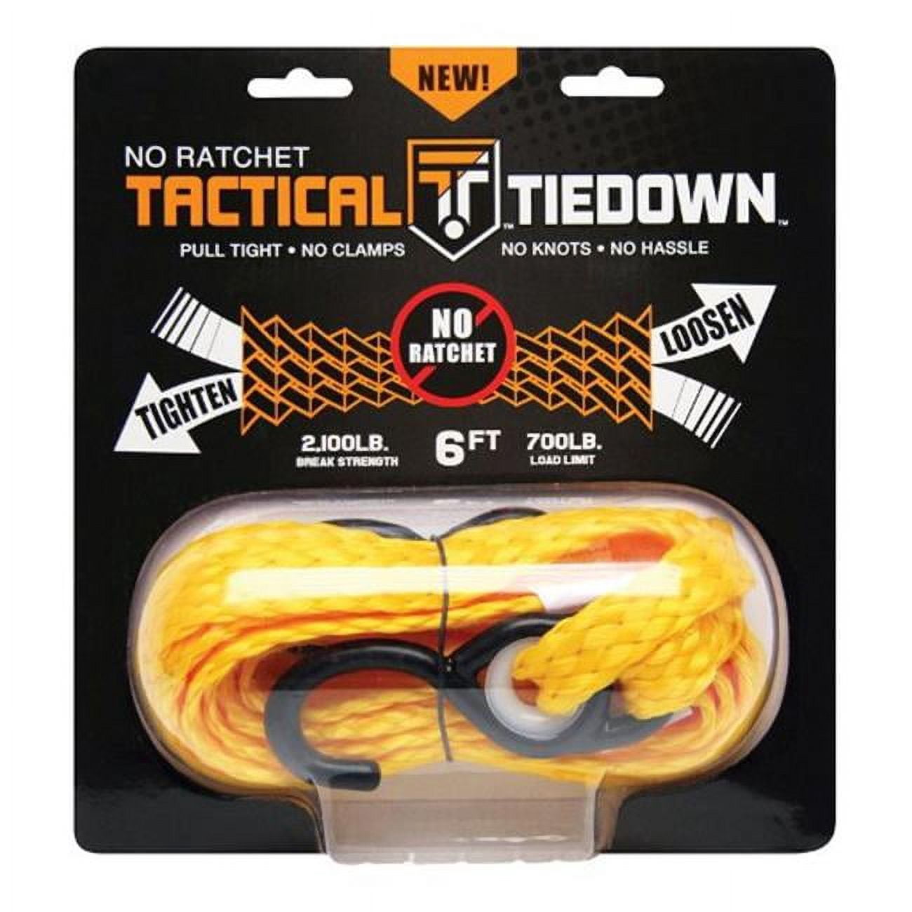 Tactical Tiedown No Ratchet Pull Tight Tie-Down, Yellow, 6' - Walmart ...