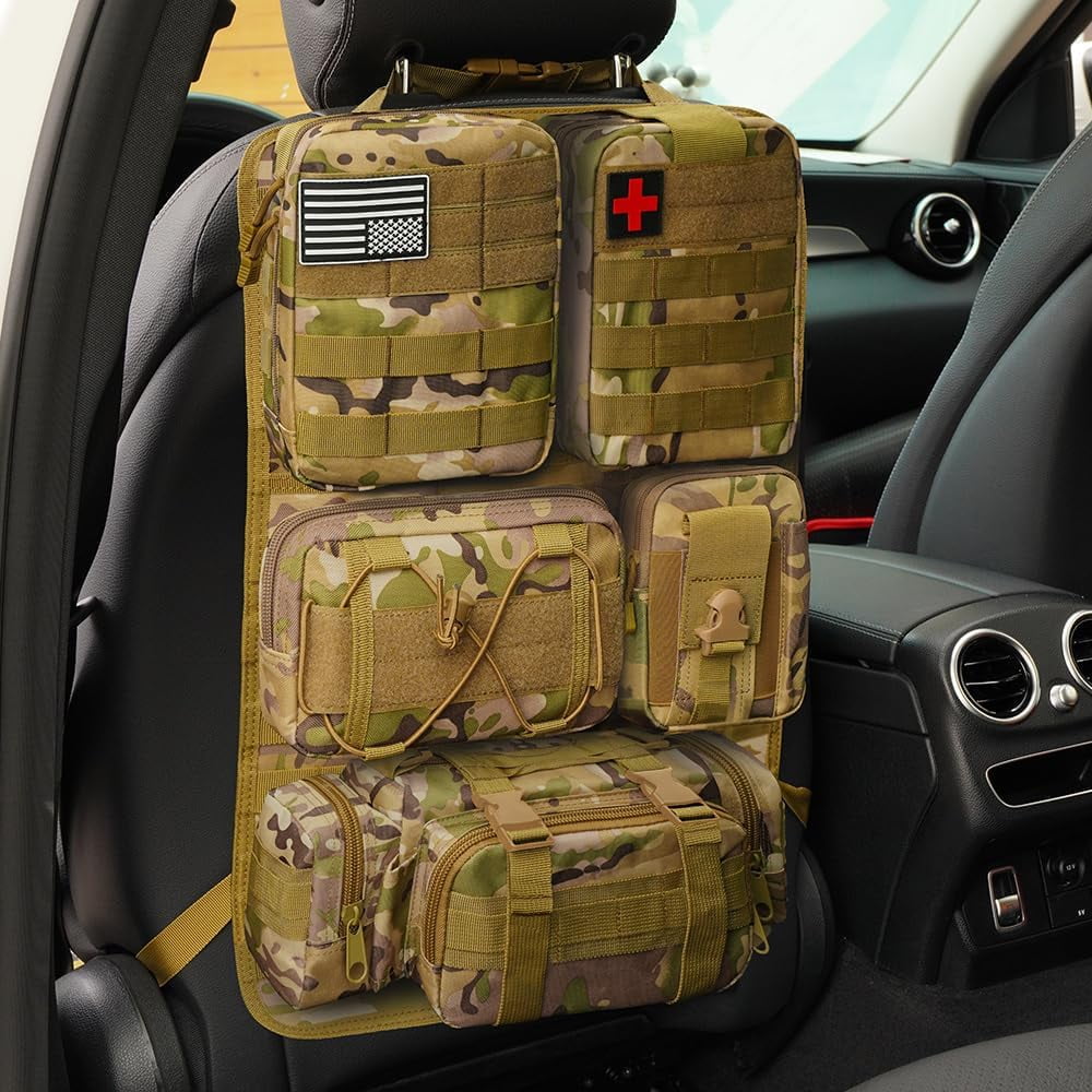 Tactical Vehicle Seat Back Organizer Panel with 5 Detachable MOLLE ...