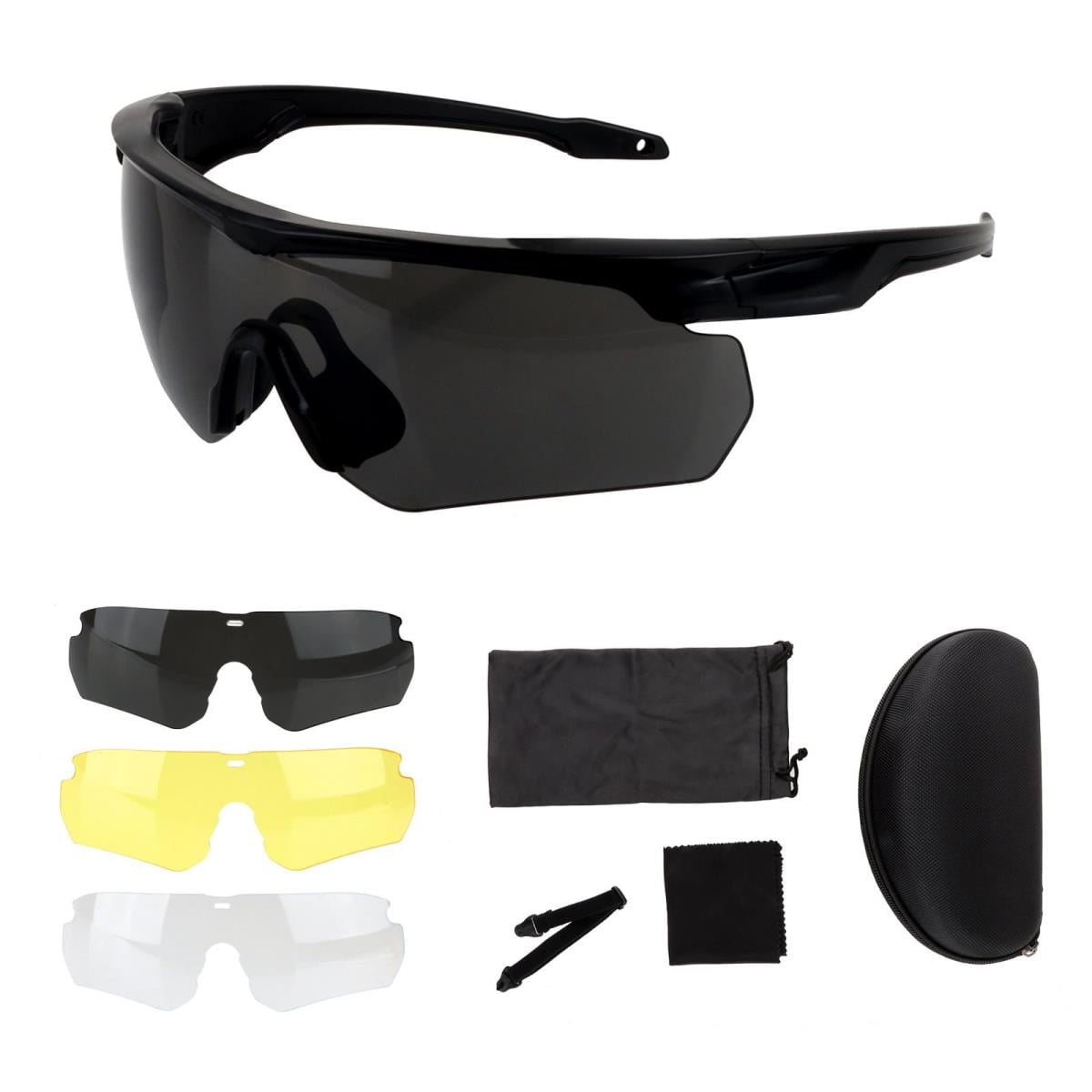 Tactical eyewear anti Fog, Shooting Glasses with 3 interchangeable Lens ...