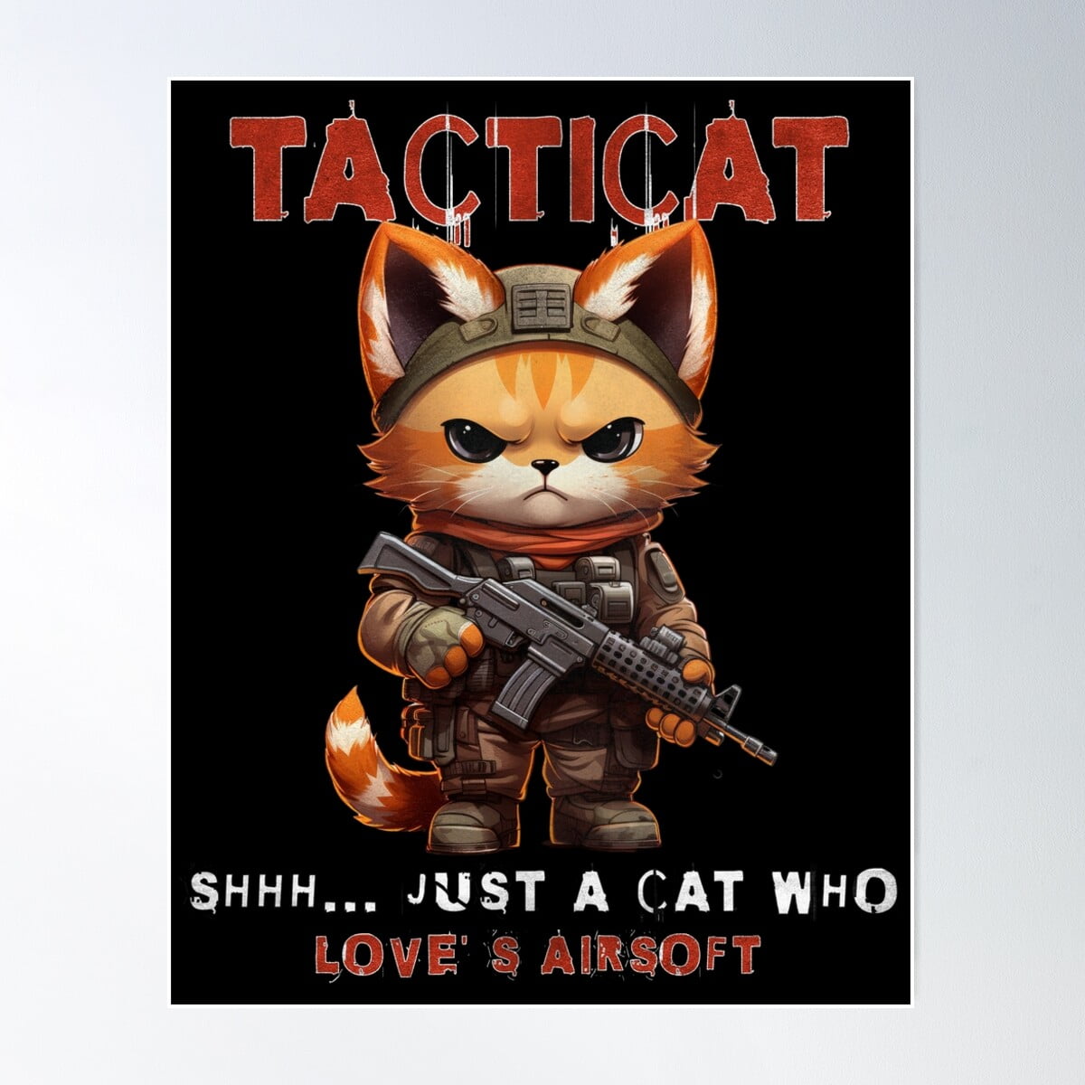 Tacticat: The Airsoft Cat Warrior Poster Wall Art, Modern Wall Decor ...