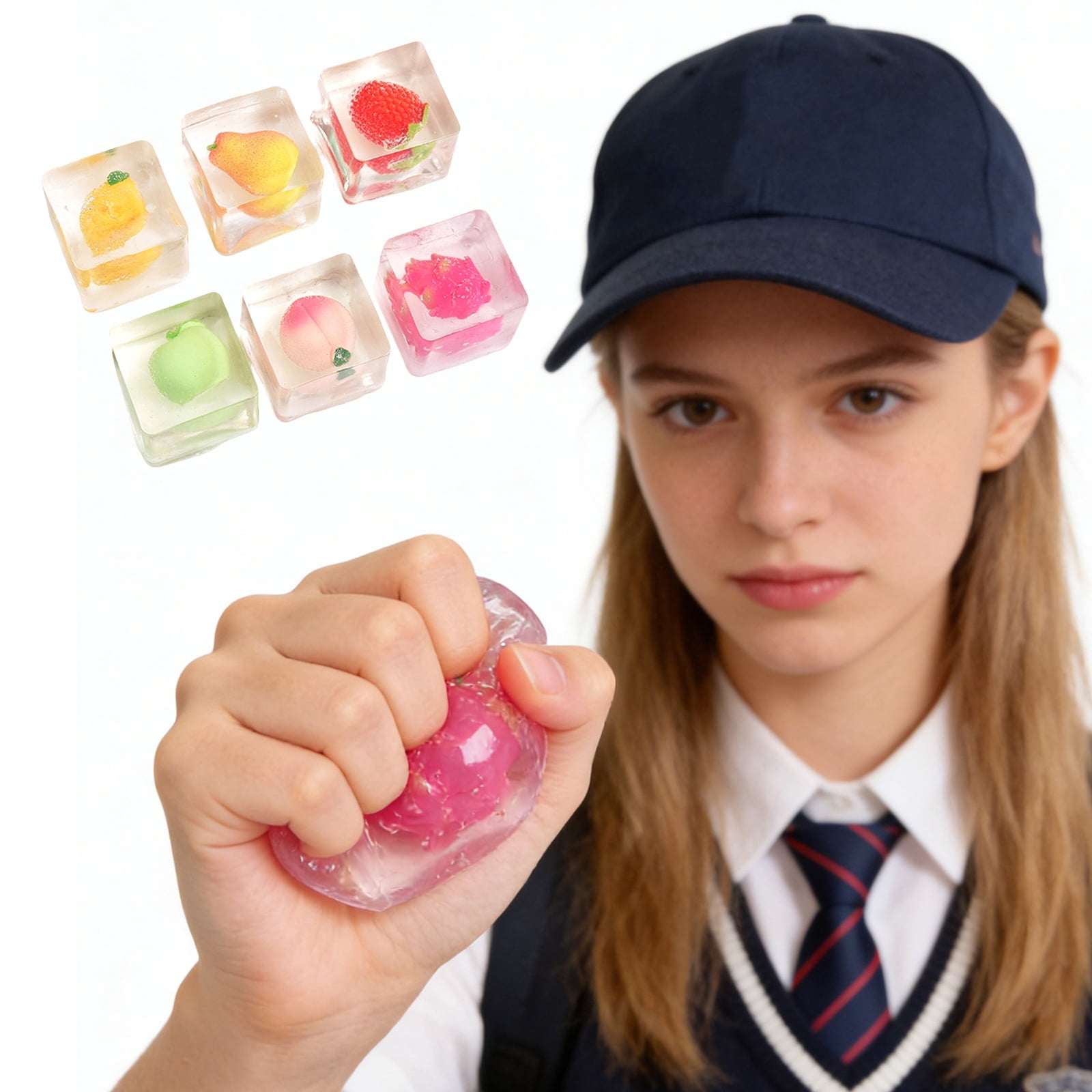 Tactile Sensory Toys, Squeeze Toys, Fruit Embedded Ice Cube, 1X1 in ...