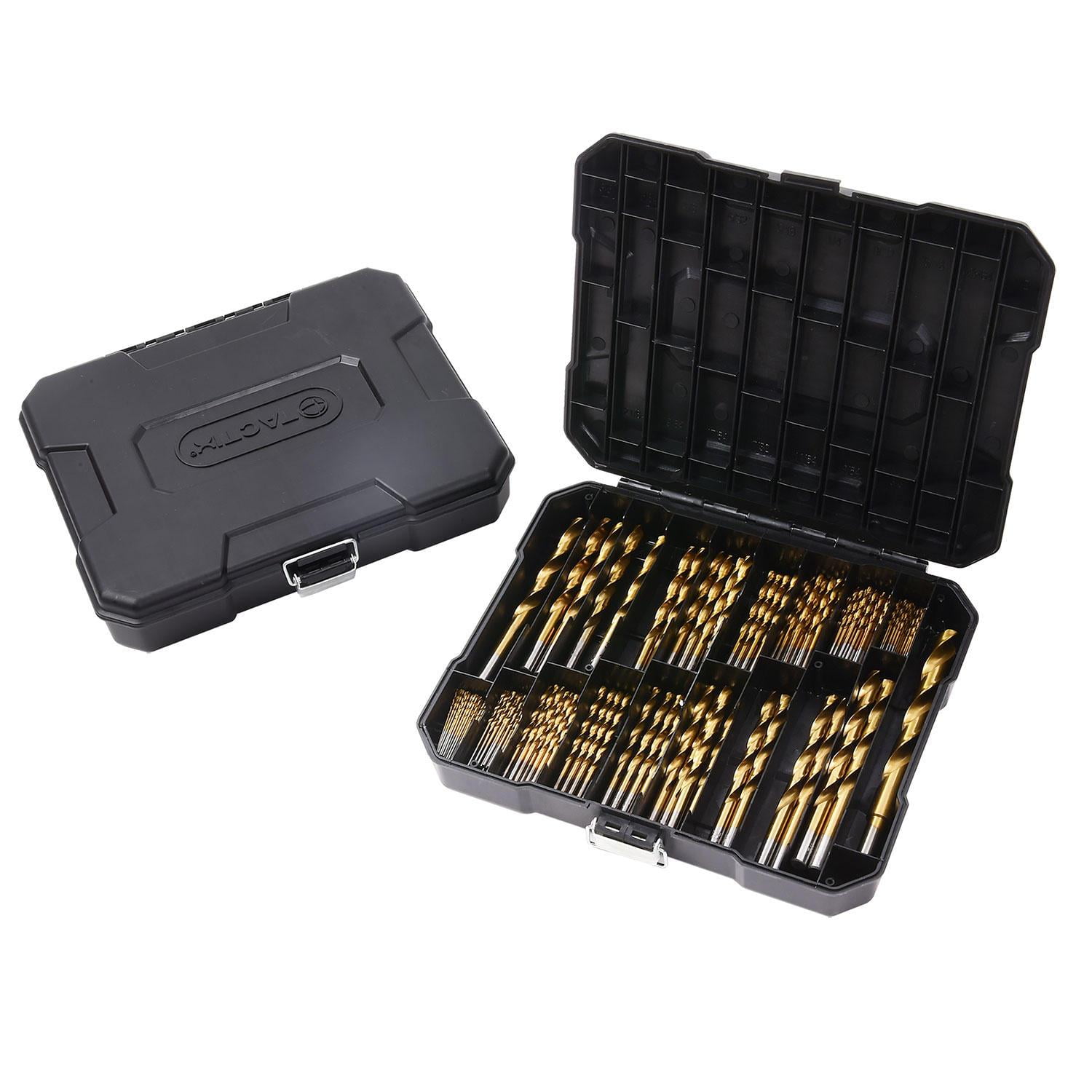 Tactix 180-Piece Titanium-Coated Drill Bit Set with Mobile Organizer ...