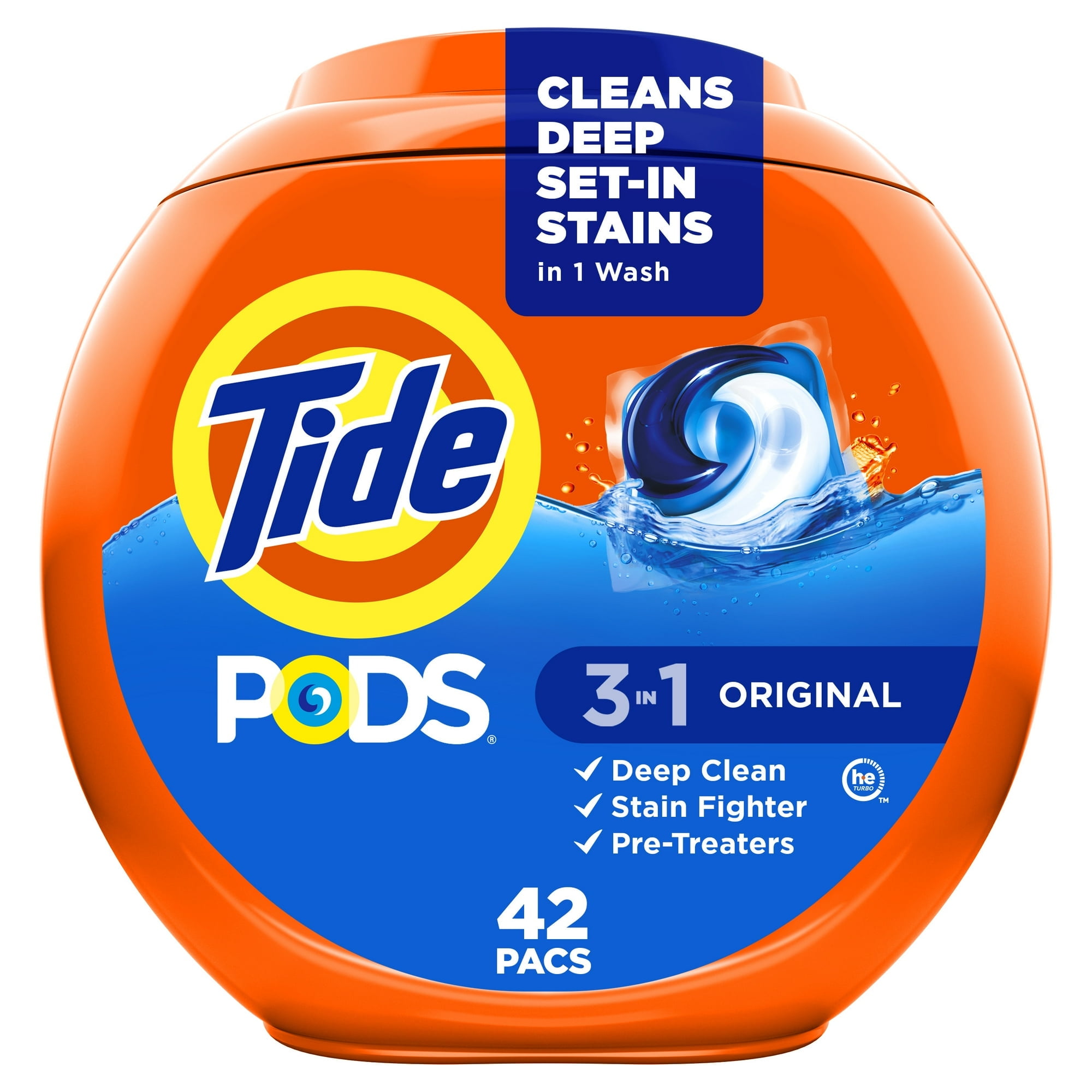 Tade PODS Liquid Laundry Detergent Pacs, Original Scent, 42 Count ...