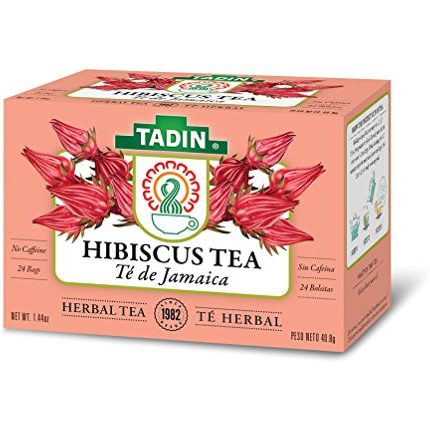 Tadin Hibiscus Herbal Tea, Caffeine Free, 24 Tea Bags, Pack of 6 Boxes ...