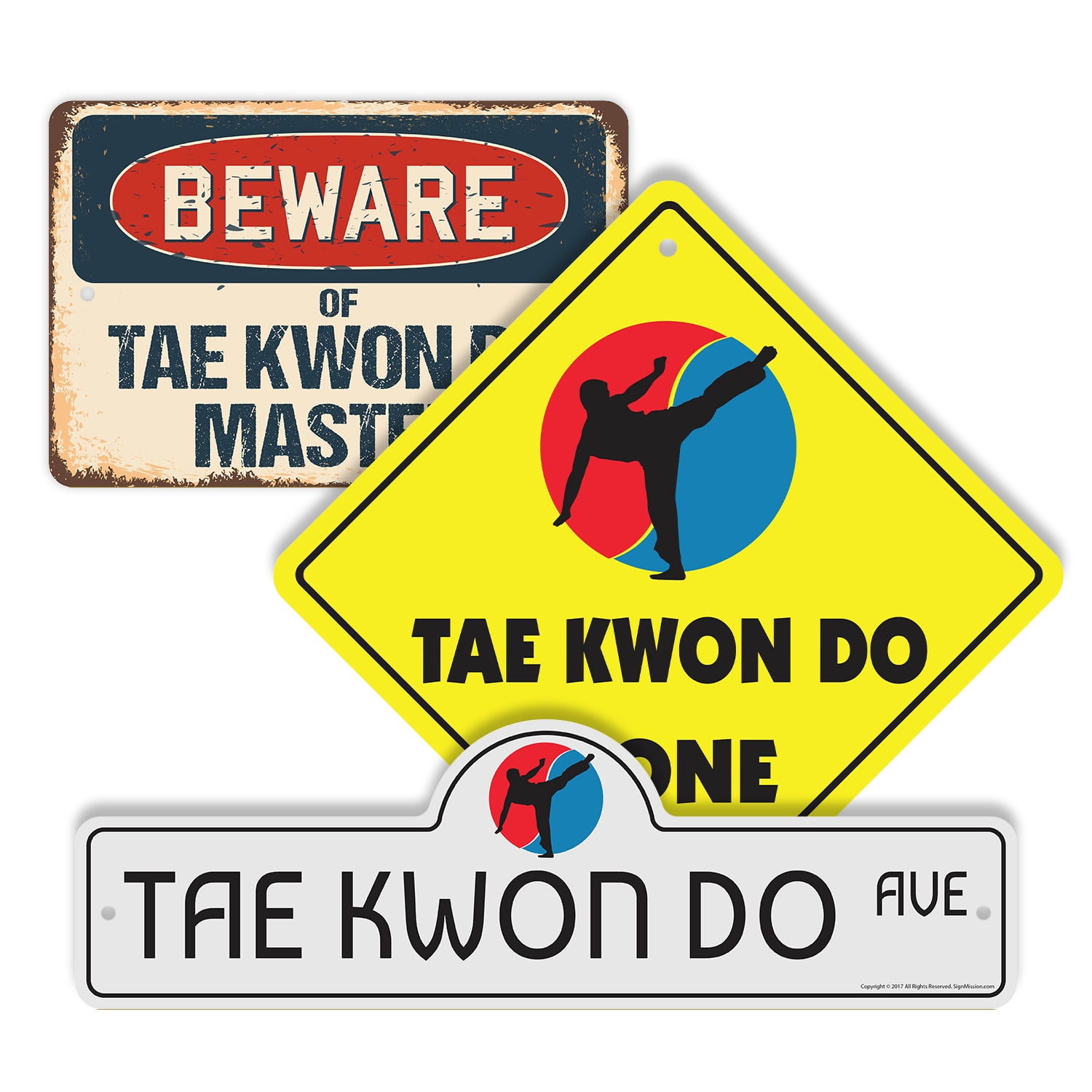 Tae Kwon Do (3 Pack) Large Plastic Street Sign Crossing Sign Warning ...