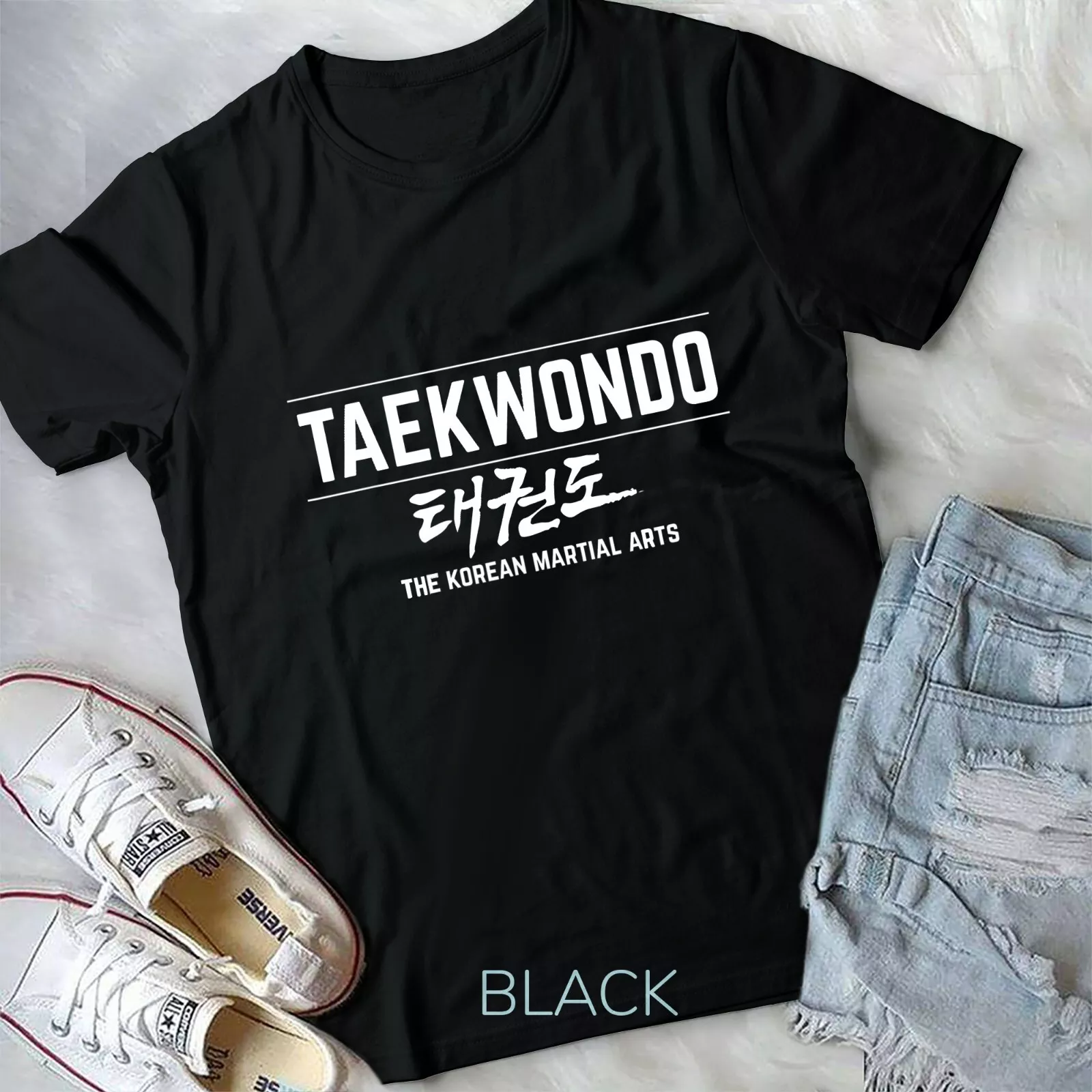 Taekwondo Definition Tae Kwon Do Fighter Korean Characters Unisex T ...