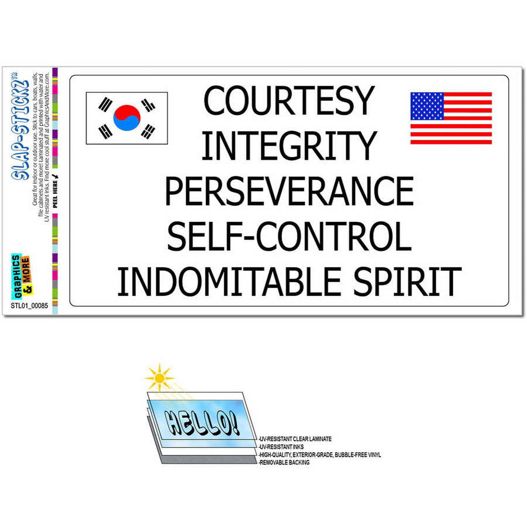 Taekwondo Five 5 Tenets Courtesy Integrity Karate Automotive Car Window ...