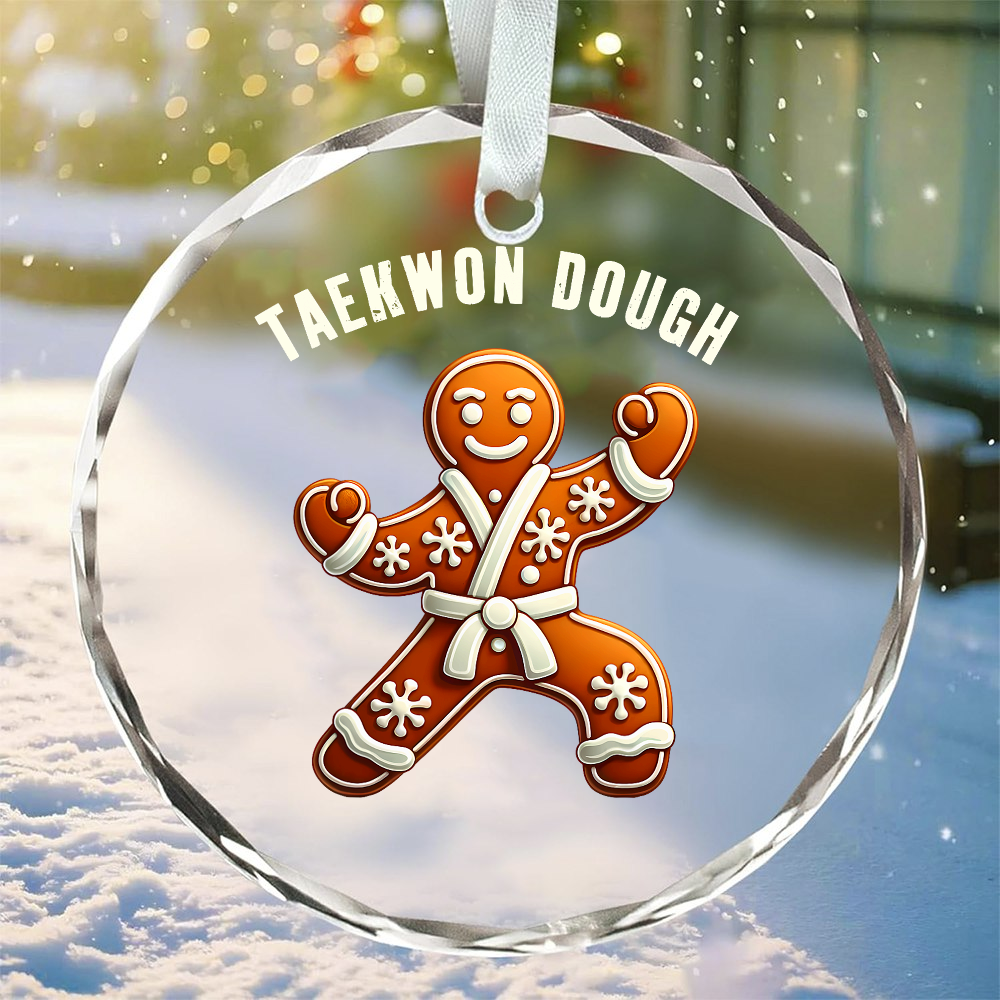 Taekwondo Gingerbread Man Martial Arts Ornament, Crystal Glass Ornament ...