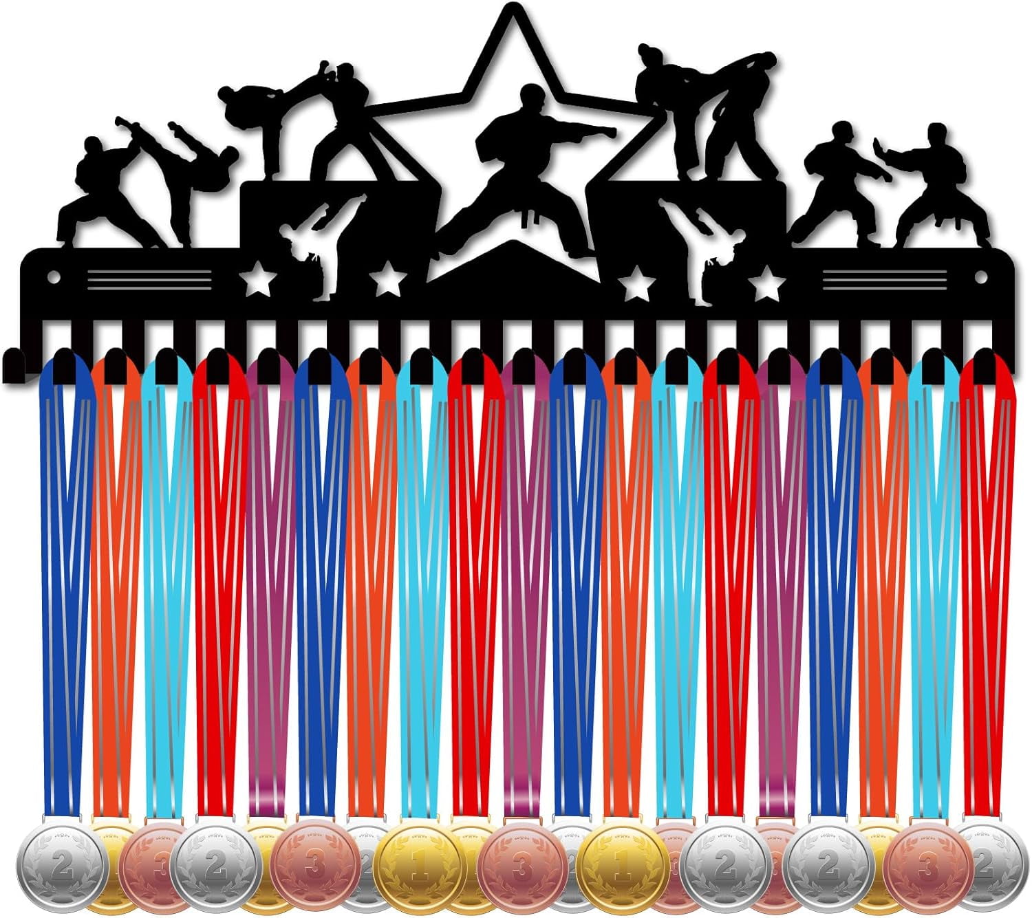 Taekwondo Medal Holder Hangers Medal Display Rack Organizer Black Metal ...