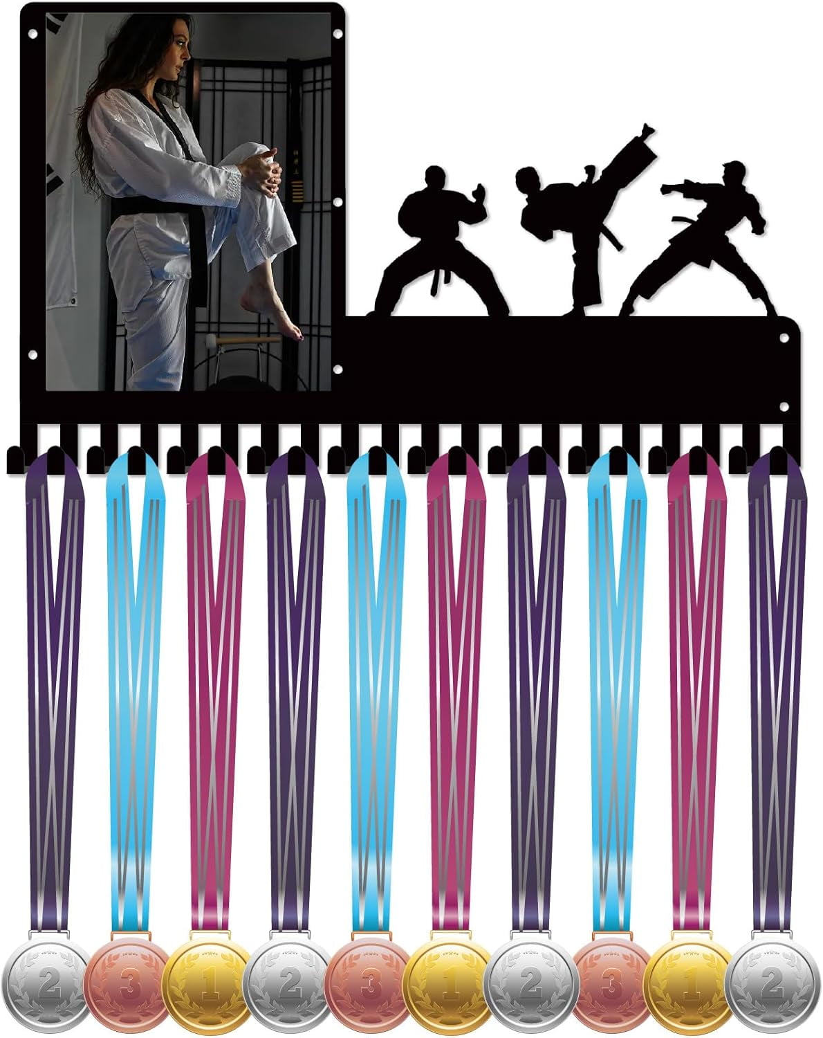 Taekwondo Medal Racks Award Ribbon Wall Display Hooks with 20 Hooks ...