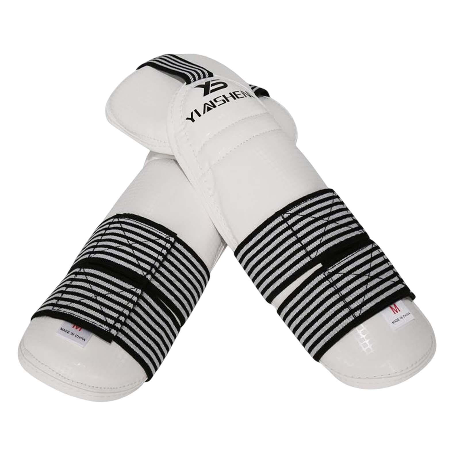 Taekwondo Shin Guard Elasticated Padded Protector Protection Pads ...