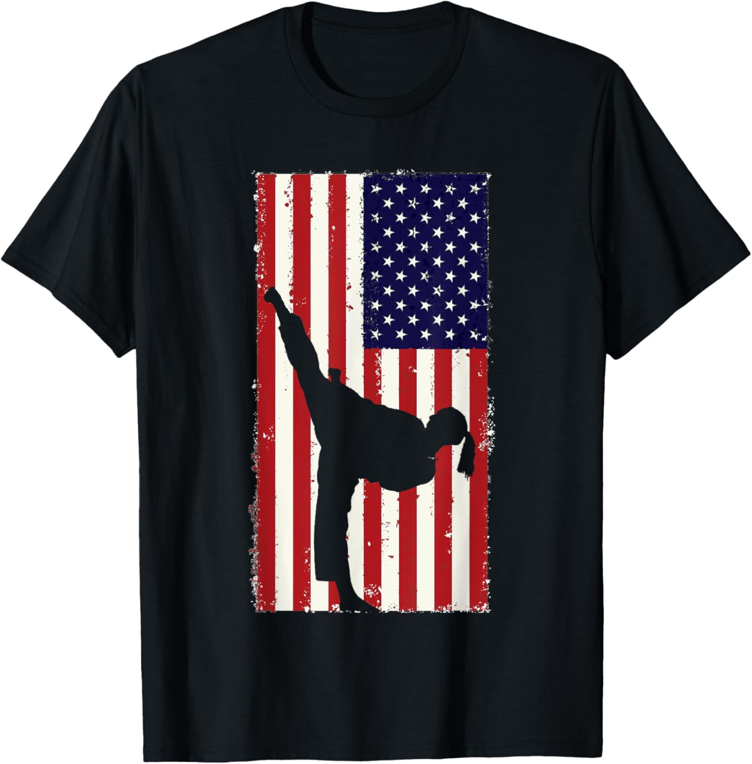 Taekwondo Shirt - Vintage American Flag High Kick T-Shirt - Walmart.com