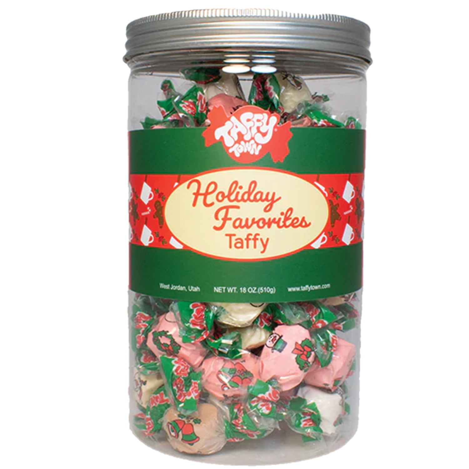 Taffy Town Holiday Favorites Salt Water Taffy 18oz Gift Canister ...