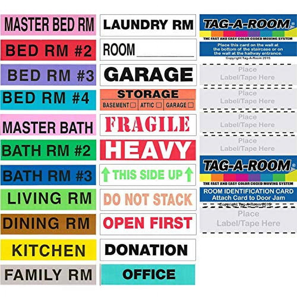 Tag-A-Room 1150 Colored Moving Labels & Blank Stickers - Fragile ...