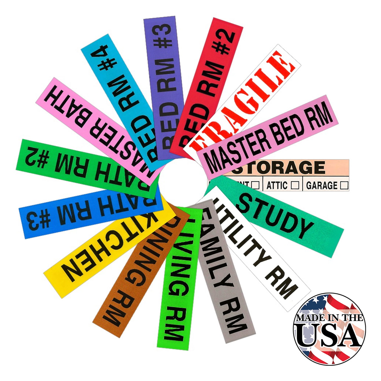 Tag-A-Room Color Coded Moving Labels, 800 Count with Fragile Stickers ...