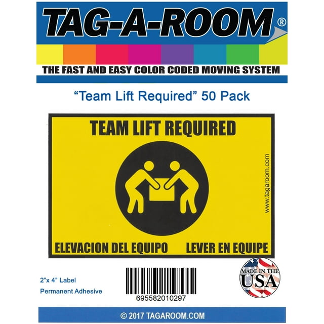 Tag-A-Room Moving Alert Box Labels Stickers (Team Lift), Permanent ...