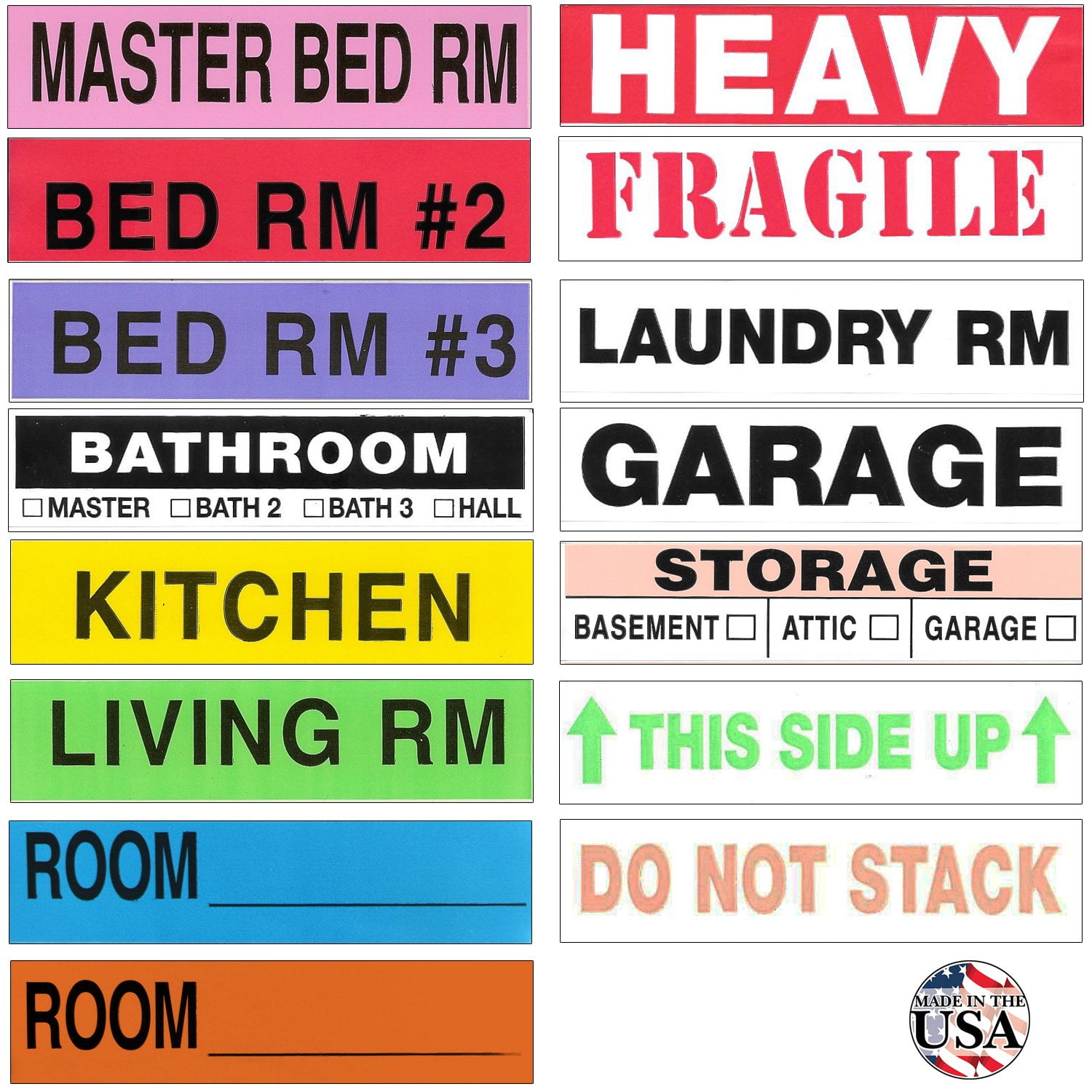 Tag-A-Room Colored Self Adhesive Moving Box Labels, 800 Count for 3-4 ...