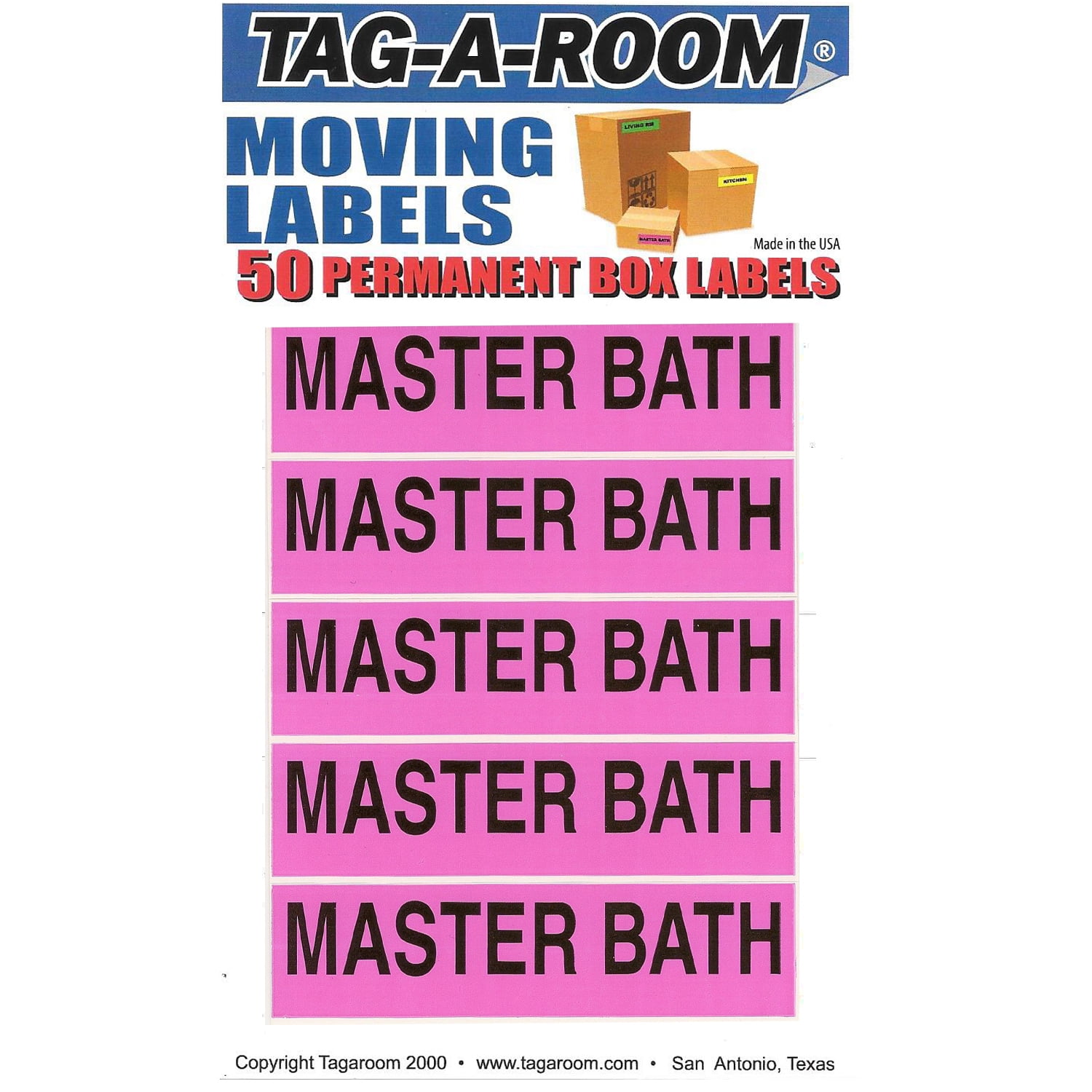 Tag-A-Room Moving Box Labels (Master Bath), Permanent Adhesive 50 ...