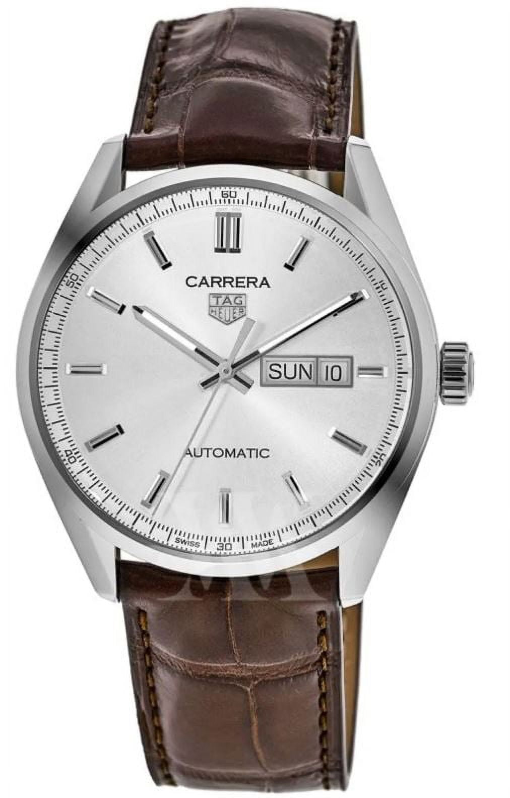 Tag Heuer Carrera Silver Dial Leather Strap Men's Watch WBN2011.FC6484 ...