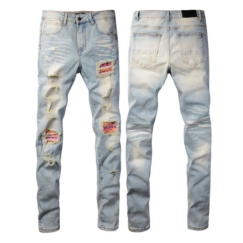 AM Tag Jean Fashion Ripped Stretch High Quality Pants for Men Outfits ...