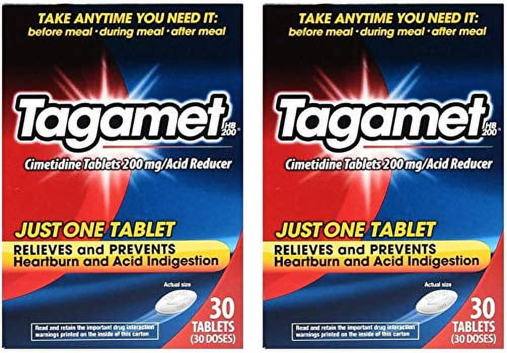 Tagamet HB 200 mg Cimetidine Acid Reducer and Heartburn Relief, 30 ...