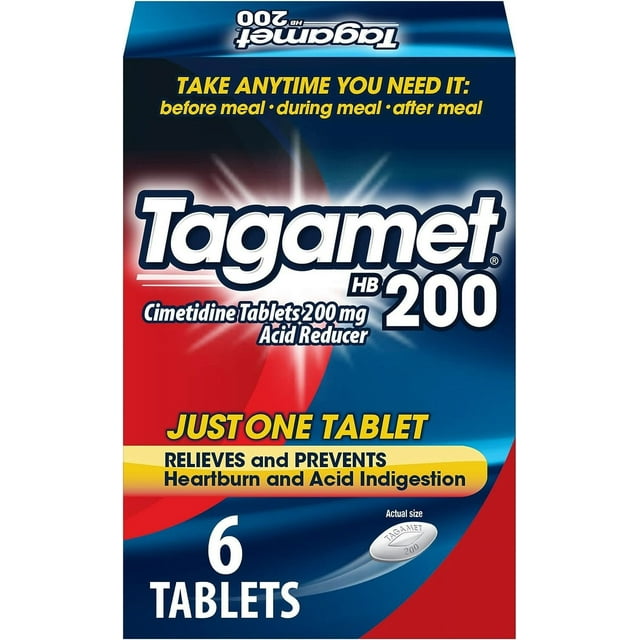 Tagamet HB 200 mg Cimetidine Acid Reducer and Heartburn Relief, 6 Count ...