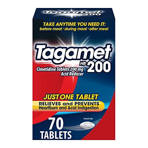 Tagamet HB 200 mg Cimetidine Acid Reducer and Heartburn Relief, 70 ...