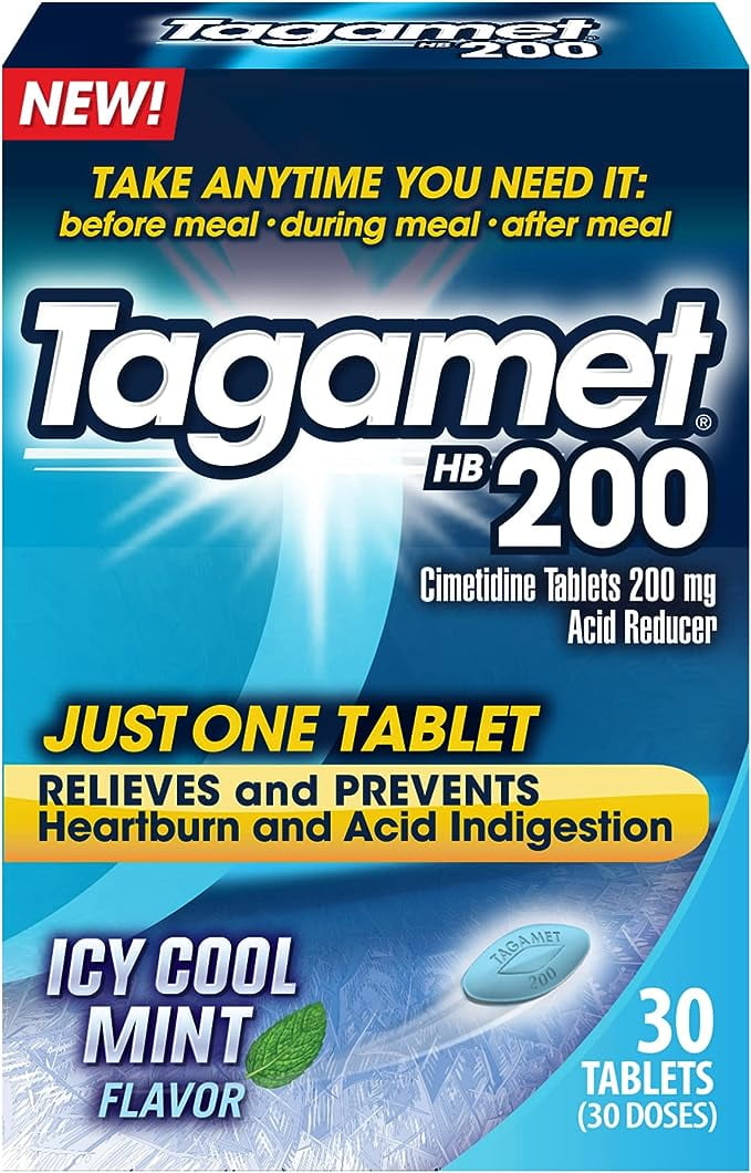 Tagamet Icy Cool Mint Acid Reducer, Cimetidine Tablets 200mg, 30 Count ...