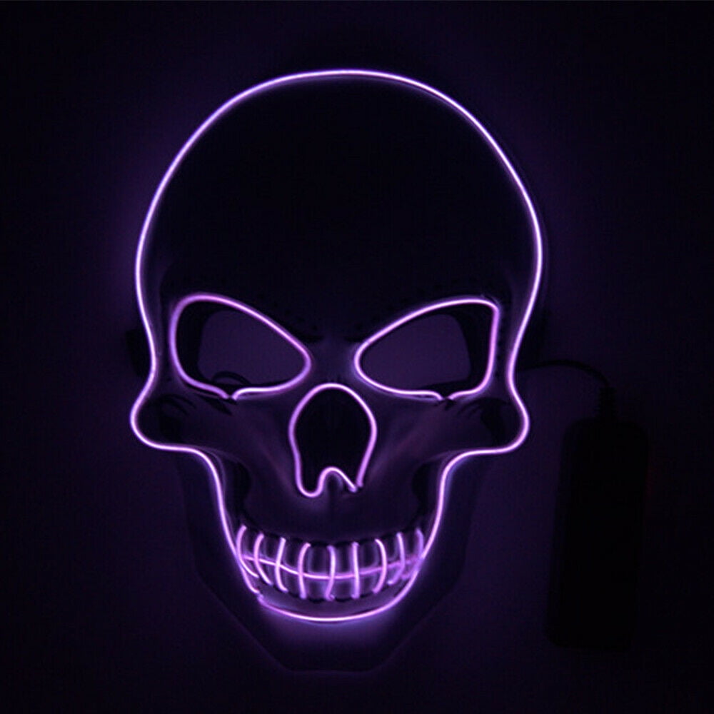 Tagital LED Scary Skull Halloween Mask Costume Cosplay EL Wire Light Up ...