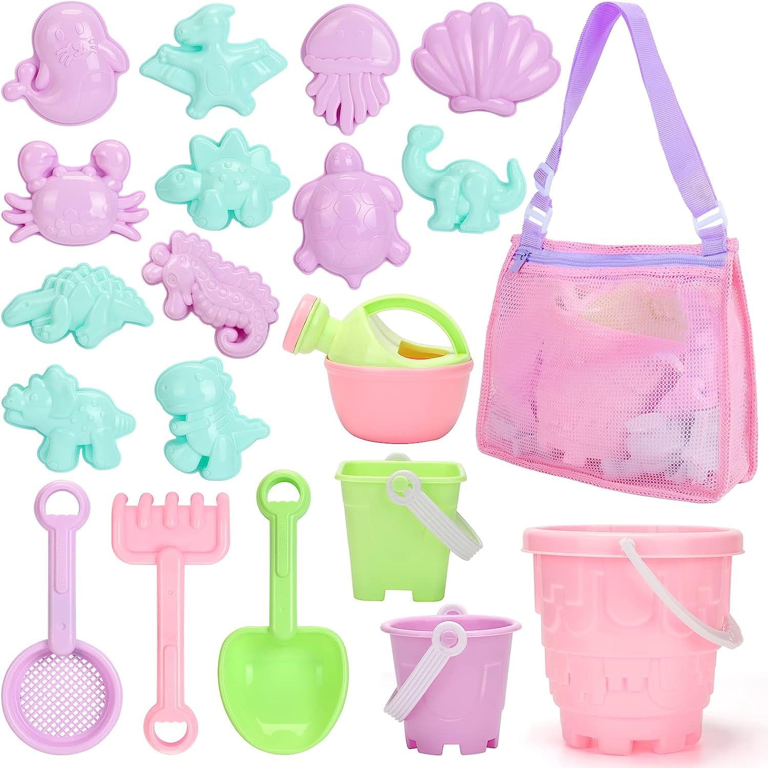 Tagitary Beach Sand Toys Set for Kids 3-10 with Bucket Watering Can ...