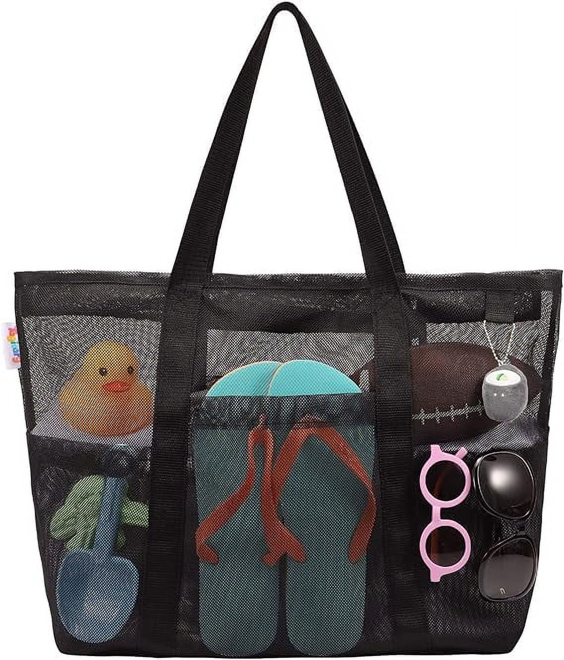 Tagitary Mesh Beach Bag with Zipper Large Beach Tote Waterproof ...